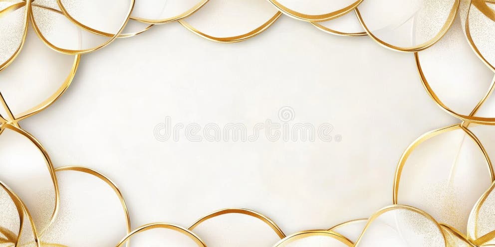 Elegant Gold Overlapping Circles Frame on White Textured Background ...