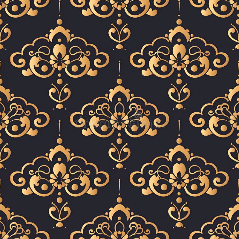 Elegant Gold Pattern on a Black Background Stock Illustration ...