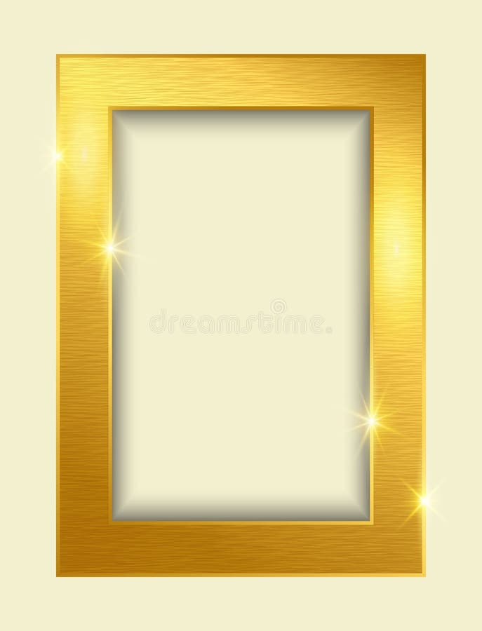 Elegant Gold Photo Frame with Portrait Shape Stock Vector ...
