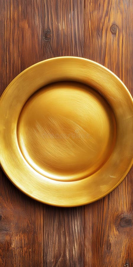 Elegant Gold Plate on Wooden Table for Dining Setting Stock ...