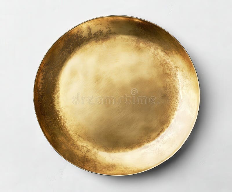 Elegant Gold Platter Displayed Horizontally on a Light Background Stock ...