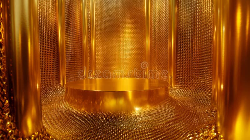 Elegant Gold Podium with Chainmail Texture for Luxurious Display Design ...