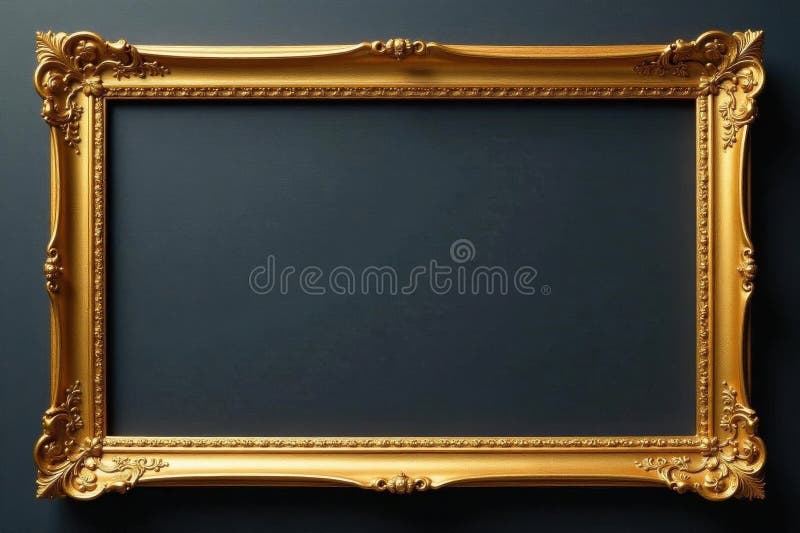 Elegant Gold Rectangle Frame Isolated on White , Mockup, Golden Frame ...