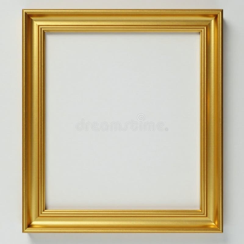 Elegant Gold Rectangle Frame Isolated on White , Classic, Brass Frame ...