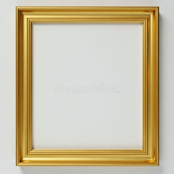Elegant Gold Rectangle Frame Isolated on White , Classic, Brass Frame ...