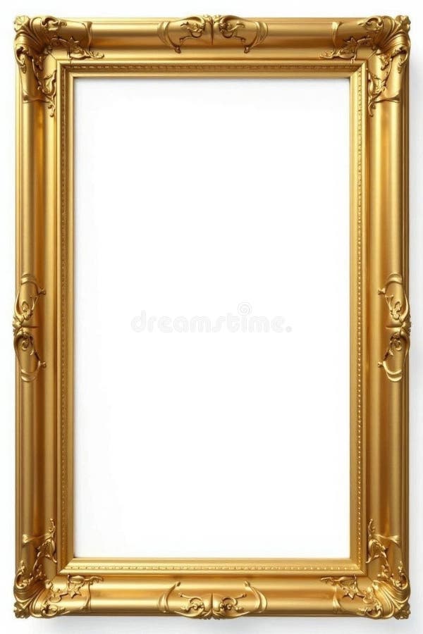 Elegant Gold Rectangle Frame Isolated on White , Empty Frame, Design ...