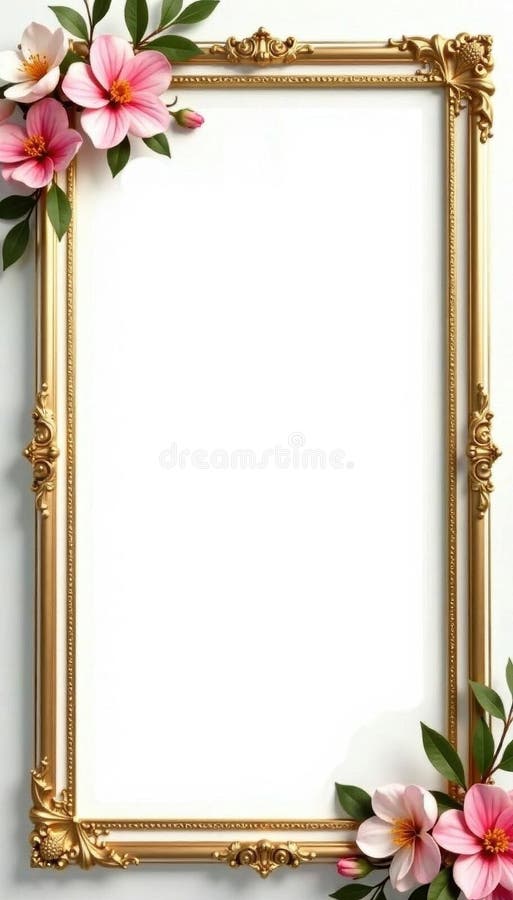 Elegant Gold Rectangle Frame Isolated on White , Stylish Frame ...