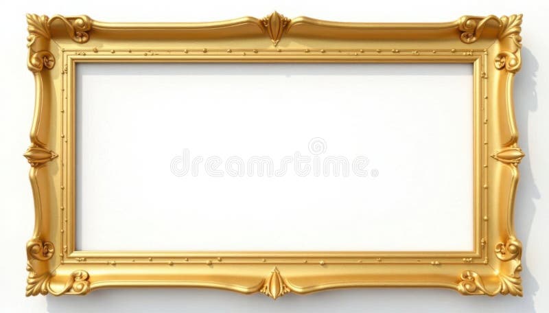 Elegant Gold Rectangle Frame Isolated on White , Template, Frame ...