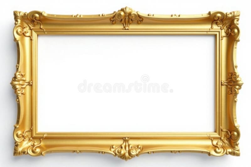 Elegant Gold Rectangle Frame Isolated on White , Wedding Frame ...