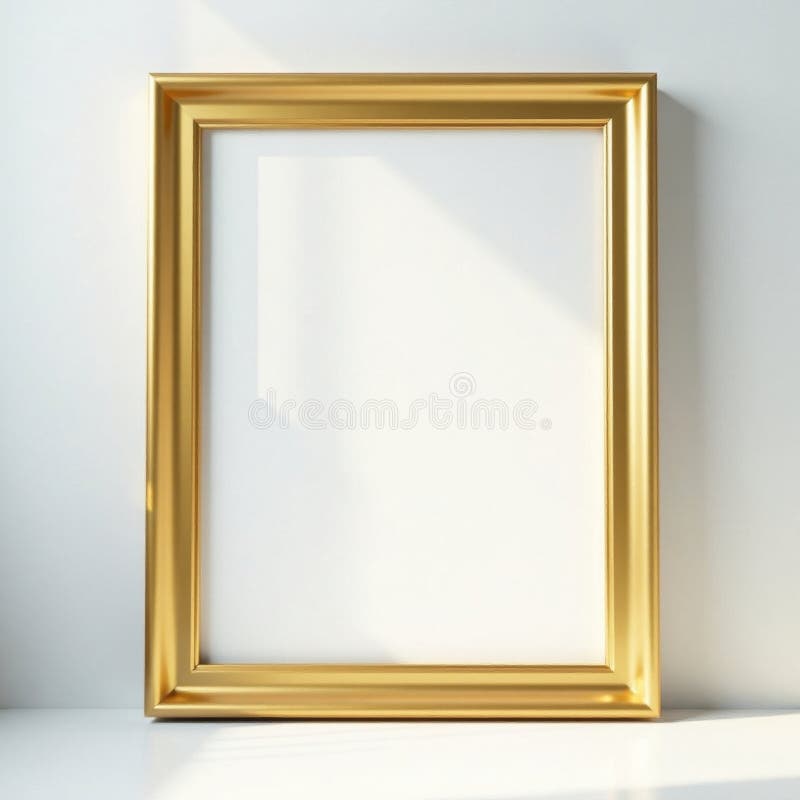 Elegant Gold Rectangular Frame, Minimalist White Backdrop, Border, Thin ...