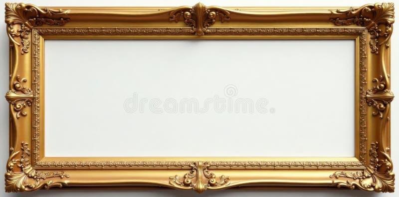 Elegant Gold Rectangular Frame, Ornate Details, Decorative Frame ...
