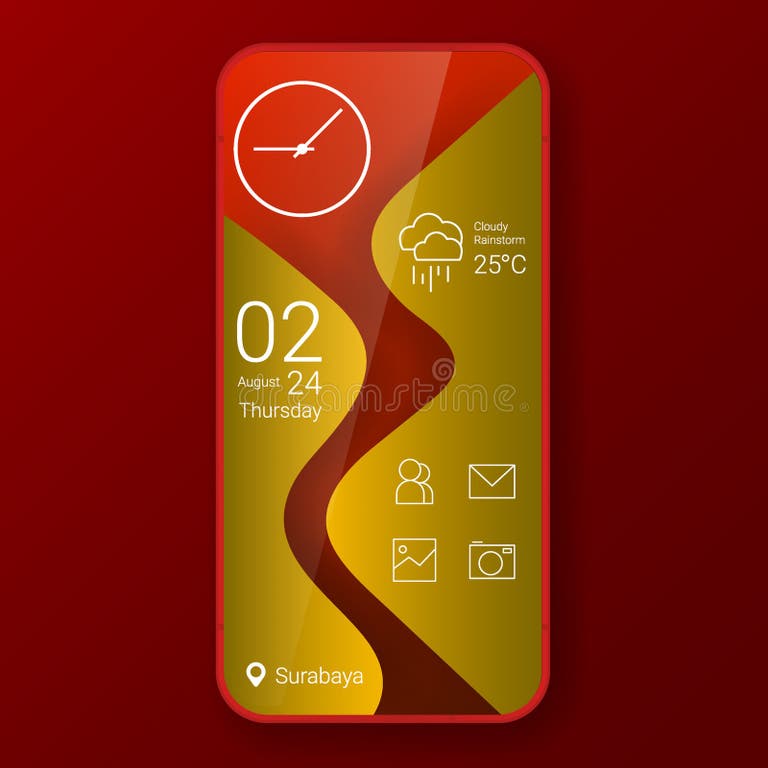 Elegant Gold Red Home Screen User Interface Widget Style Stock Vector ...