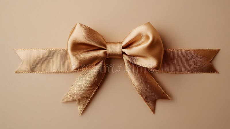 Elegant Gold Ribbon Bow on Beige Background Stock Illustration ...