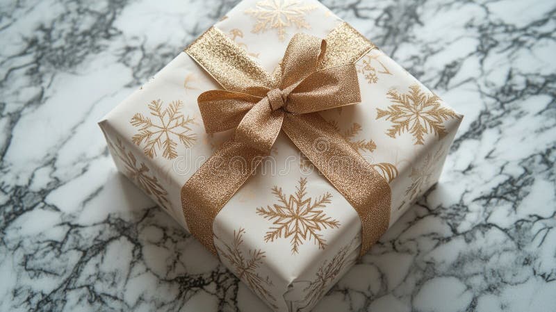 Elegant Gold-Ribboned Gift on Marble Background Stock Illustration ...