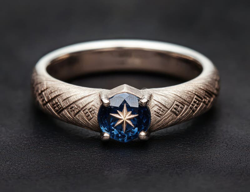 Elegant Gold Ring with Blue Gemstone Stock Illustration - Illustration ...