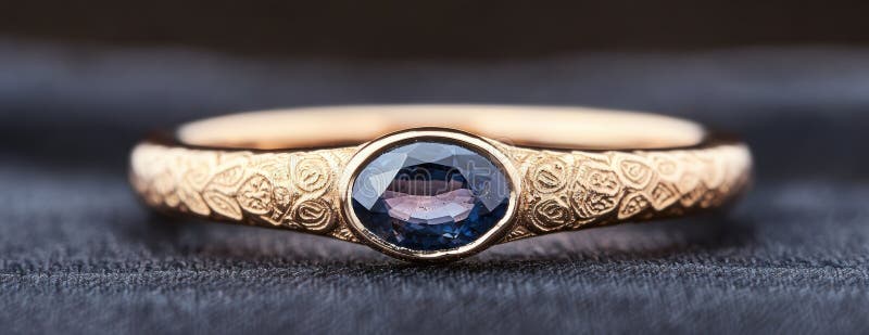 Elegant Gold Ring with Blue Gemstone Stock Illustration - Illustration ...