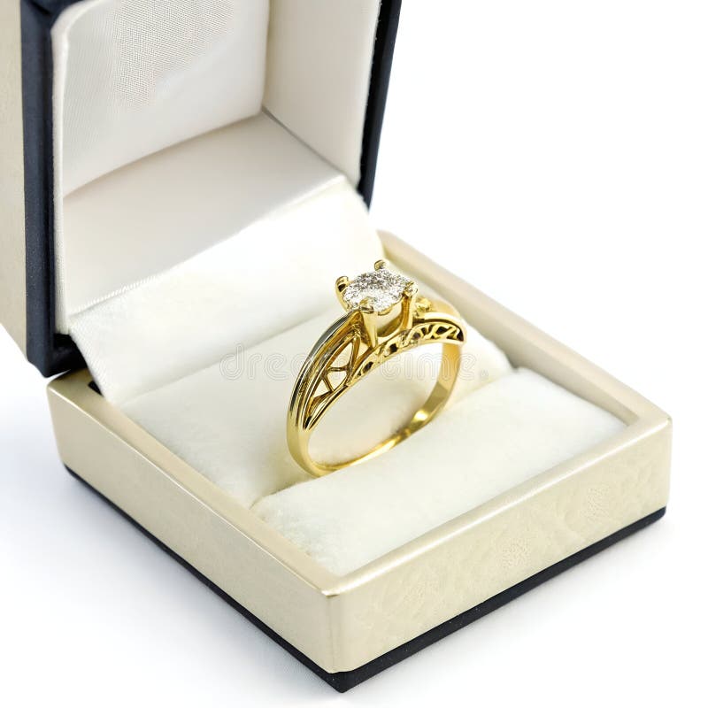 Elegant Gold Ring in a Box stock illustration. Illustration of bright ...