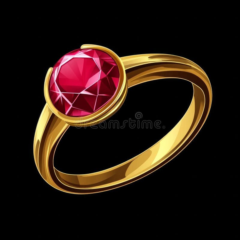 Elegant Gold Ring with Red Gem on Black Background Stock Photo - Image ...
