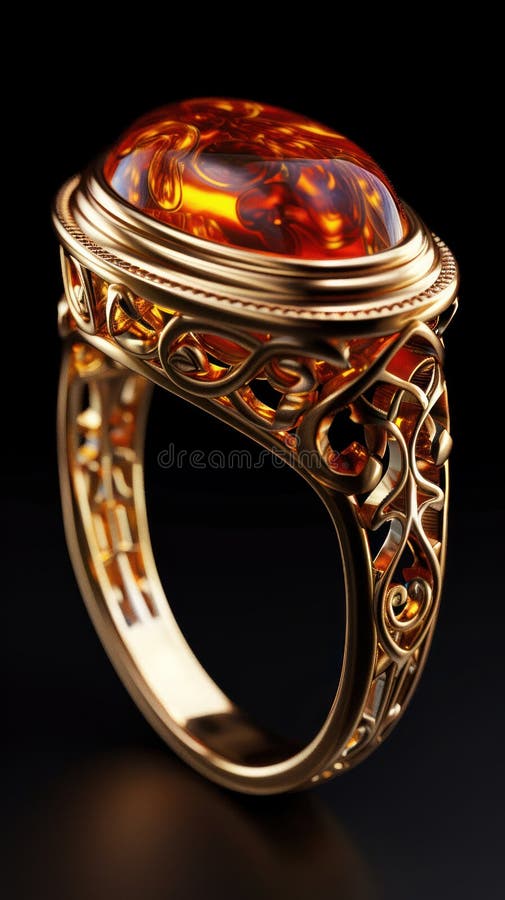 Elegant Gold Ring with Red Stone Stock Image - Image of piece, ring ...