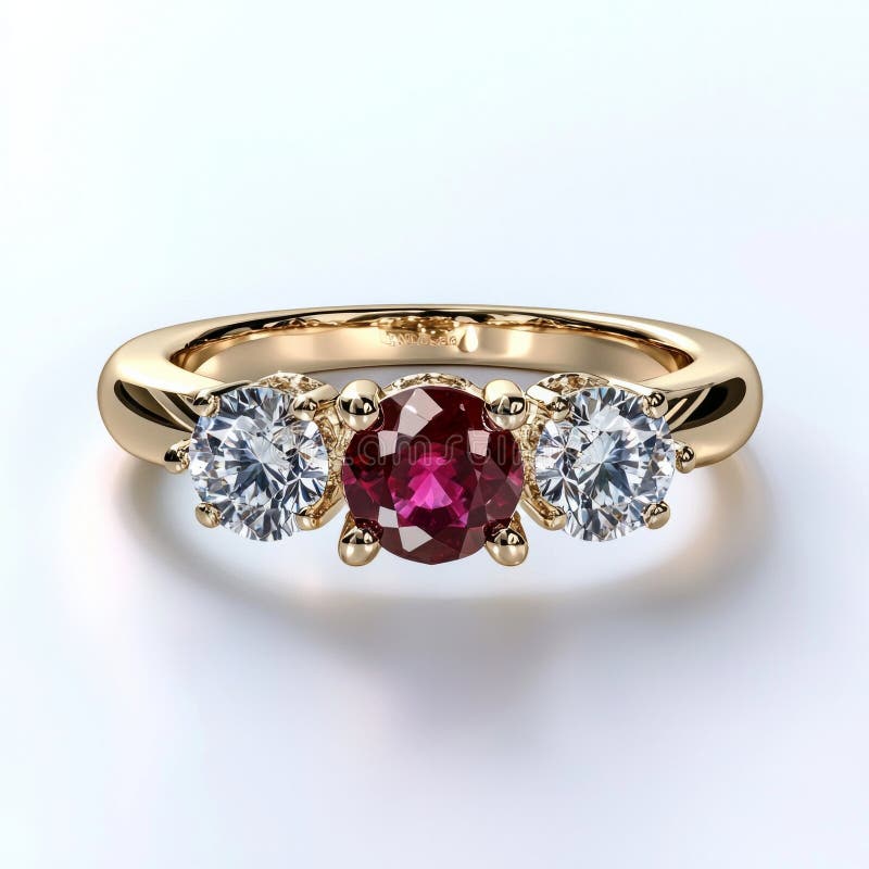 Elegant Gold Ring with Ruby and Diamond Accents for Sophisticated Style ...