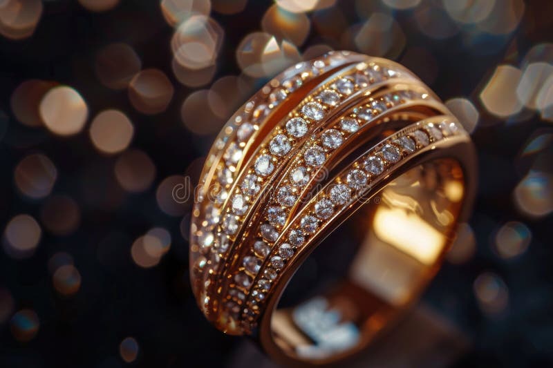 Elegant Gold Ring with Sparkling Diamonds, Perfect for Luxury Concepts ...