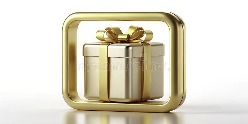 Elegant Gold Rounded Square Gift Box Frame Mockup a Minimalist 3D ...