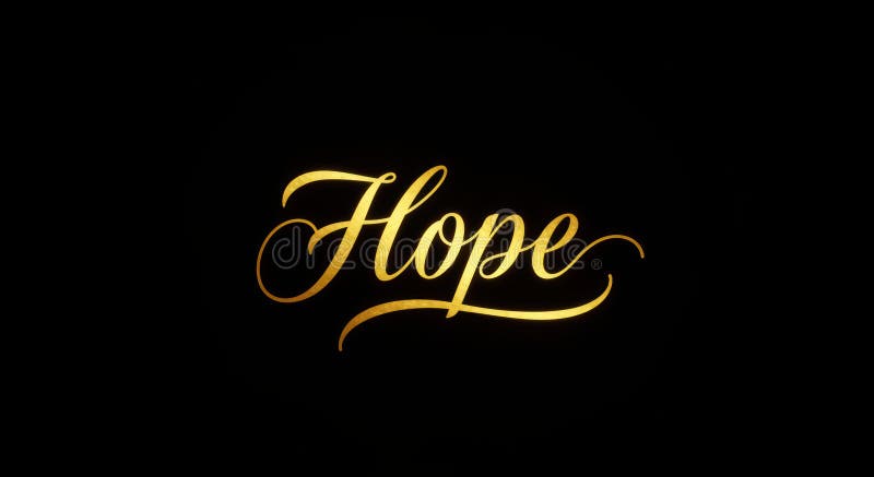 Elegant Gold Script "hope" on Black Background for Inspirational Decor ...