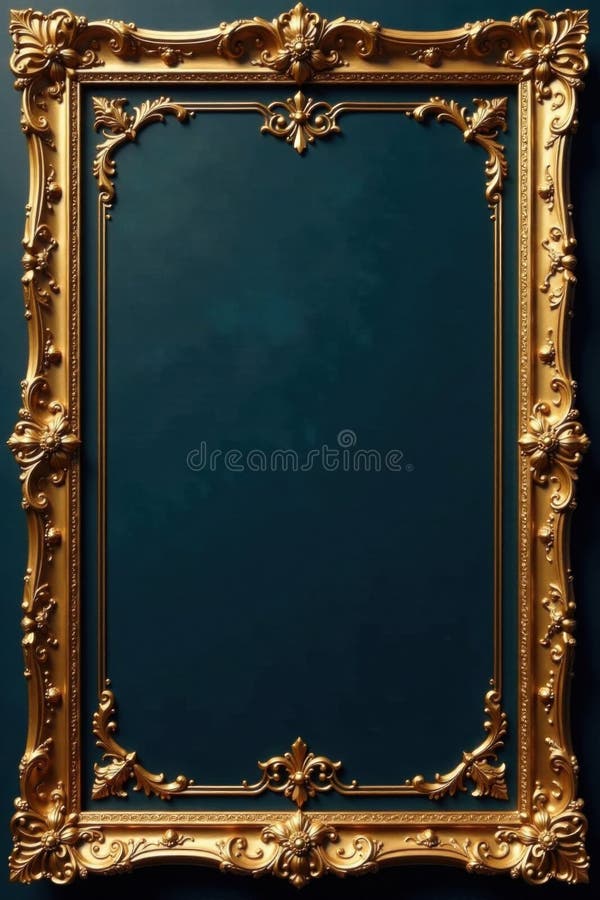 Elegant Gold Scroll Frame with Floral Patterns, Elegant Design, High ...