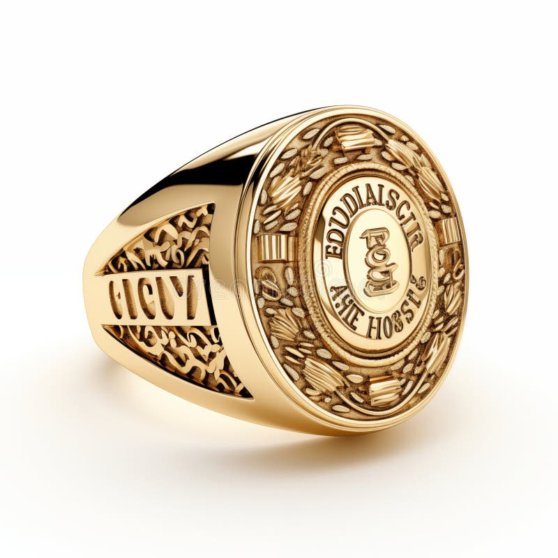 Elegant Gold Signet Ring with Intricate Design Stock Illustration ...