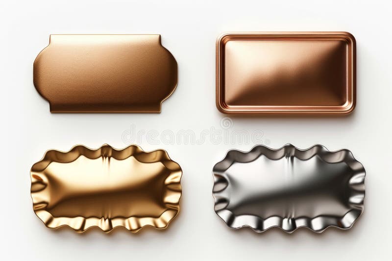 Elegant Gold, Silver, and Copper Foil Packaging Templates on White ...
