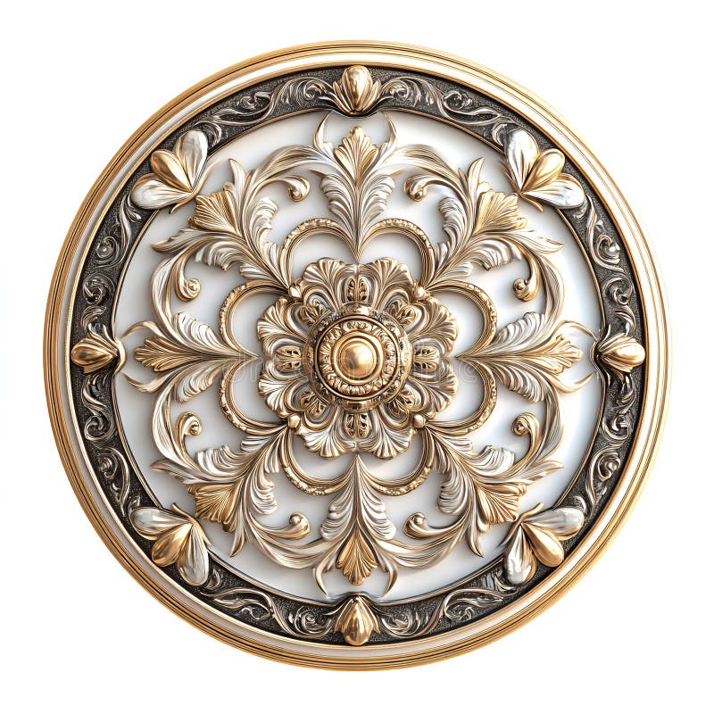 Elegant Gold and Silver Ornate Round Decorative Panel Design Element ...