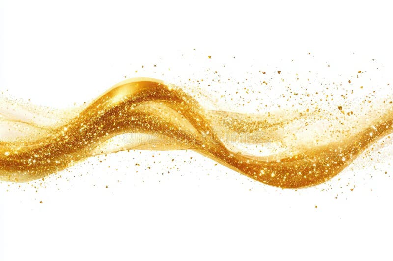 Elegant Gold Sparkle Wave Design Element Isolated on a White Background ...