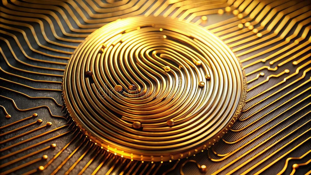 Elegant Gold Spiral Design Embedded in a Dark Black Surface Creating a ...