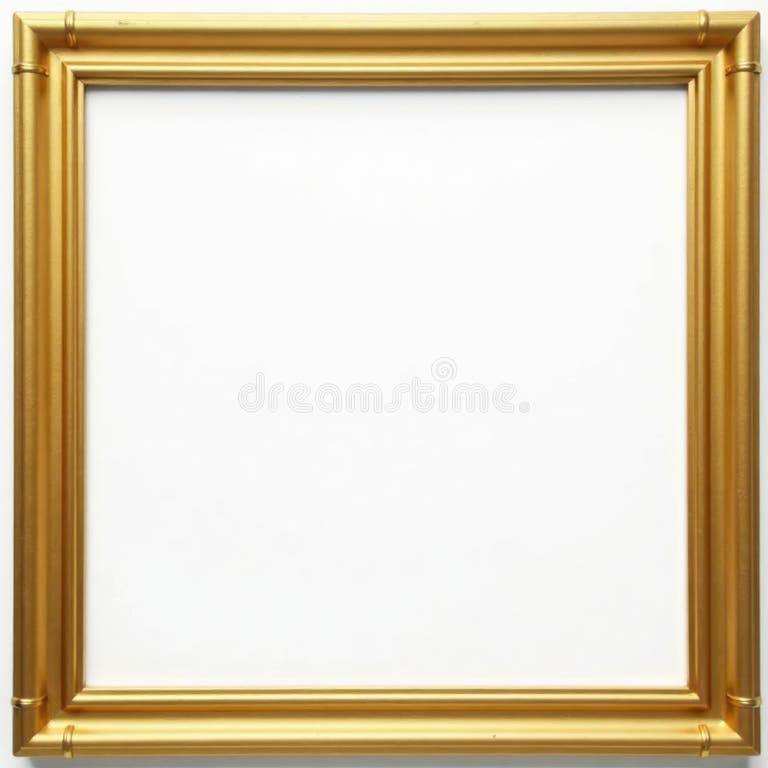 Elegant Gold Square Border on Pure White Backdrop , Simple, Square ...