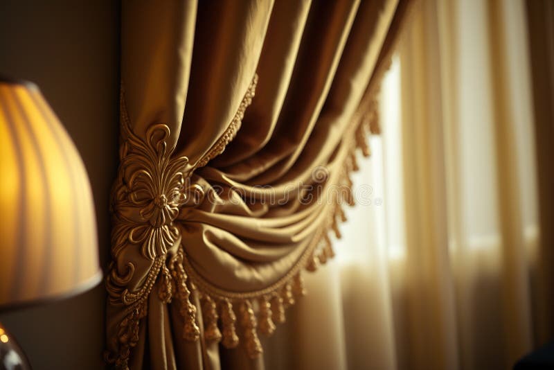 Elegant Gold Valence Drapes. Stock Image - Image of fancy, valance ...