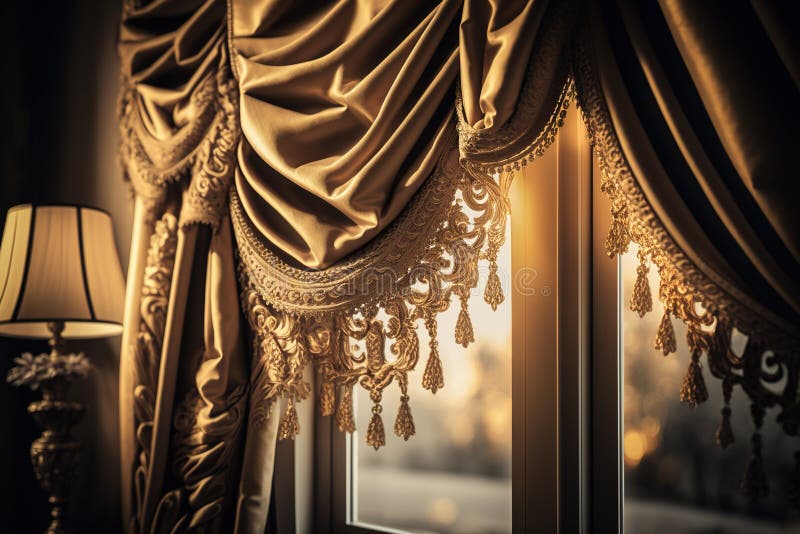 Elegant Gold Valence Drapes. Stock Illustration - Illustration of ...