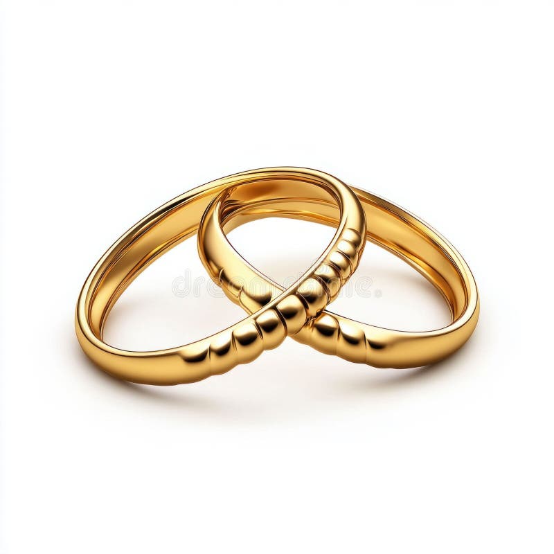 Elegant Gold Wedding Rings Isolated on White Stock Illustration ...