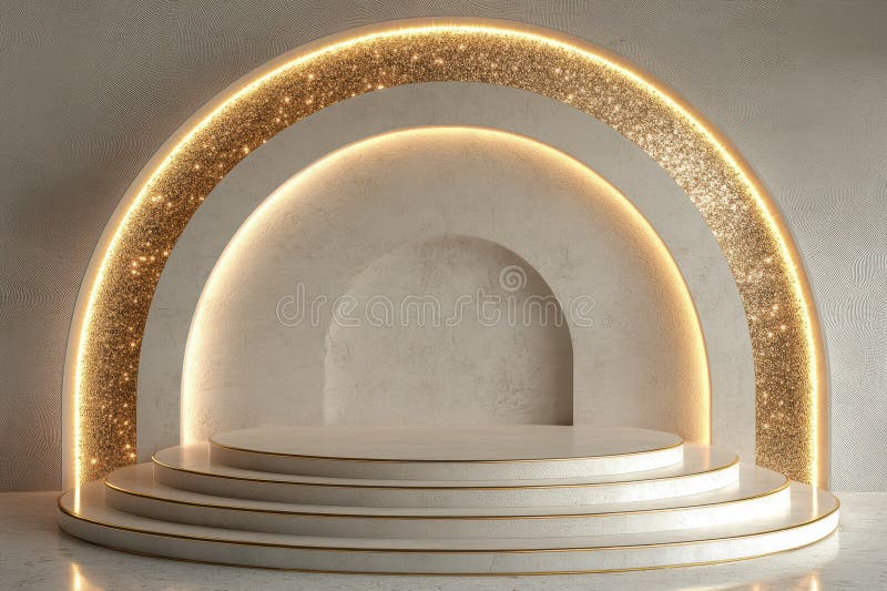Elegant Gold and White Circular Display Platform Stock Illustration ...
