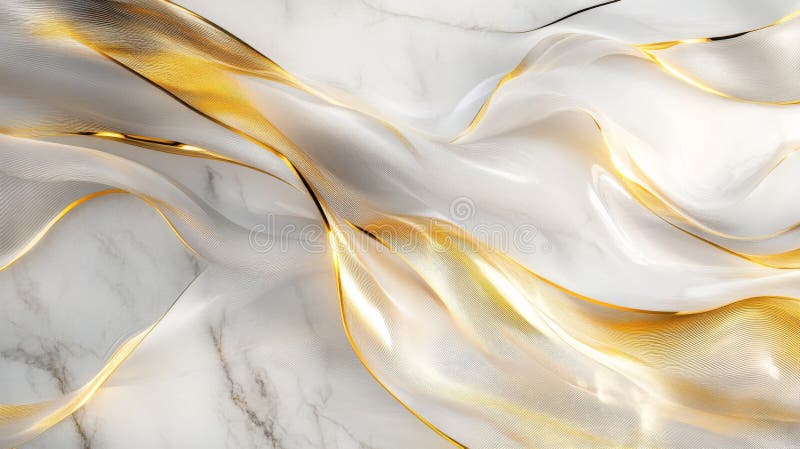 Elegant Gold and White Flowing Fabric on Marble Surface Stock Image ...