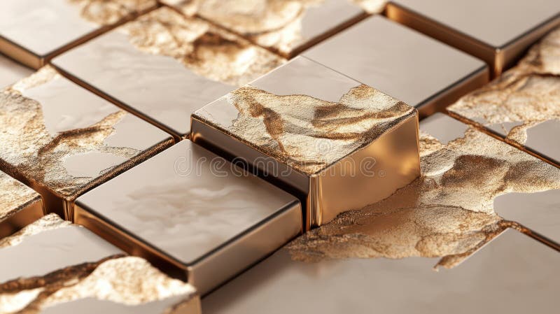 Elegant Gold and White Square Tile Design Showcasing a Stylish Pattern ...