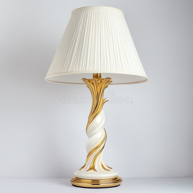 Elegant Gold and White Table Lamp, Modern Home Decor Stock Image ...