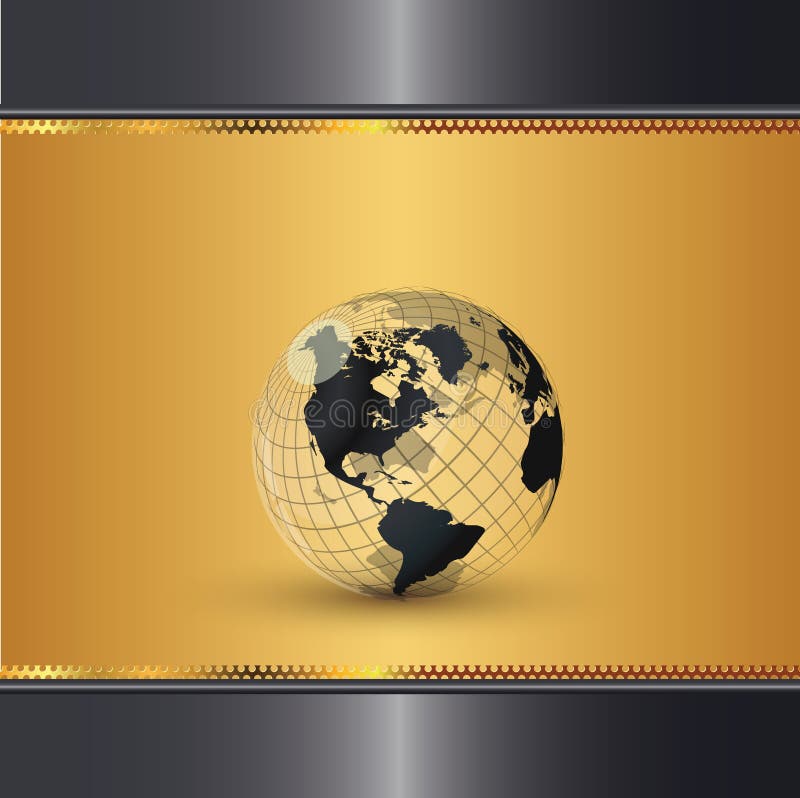 Logo earth globe gold stock vector. Illustration of design - 13946721