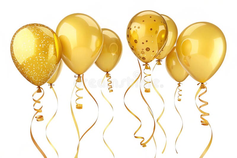 Golden Balloons Celebration Decor Stock Illustration - Illustration of ...
