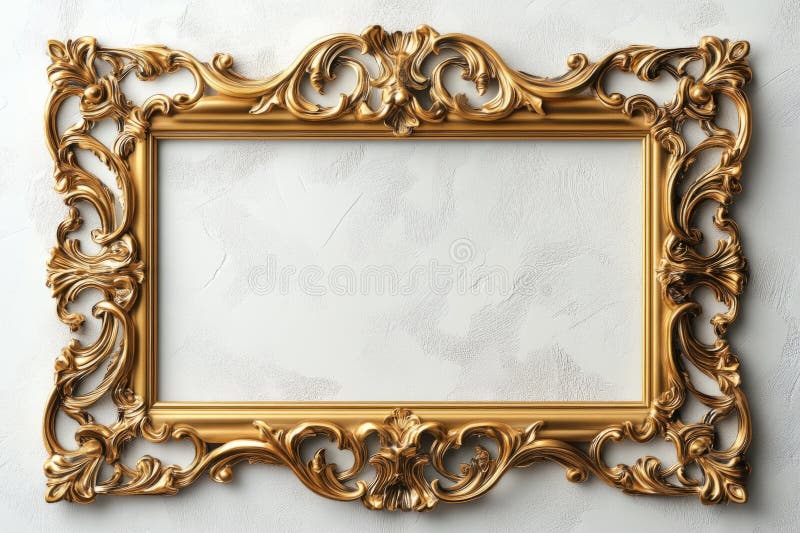 Elegant Golden Baroque Frame Hanging on a White Wall, Perfect for ...