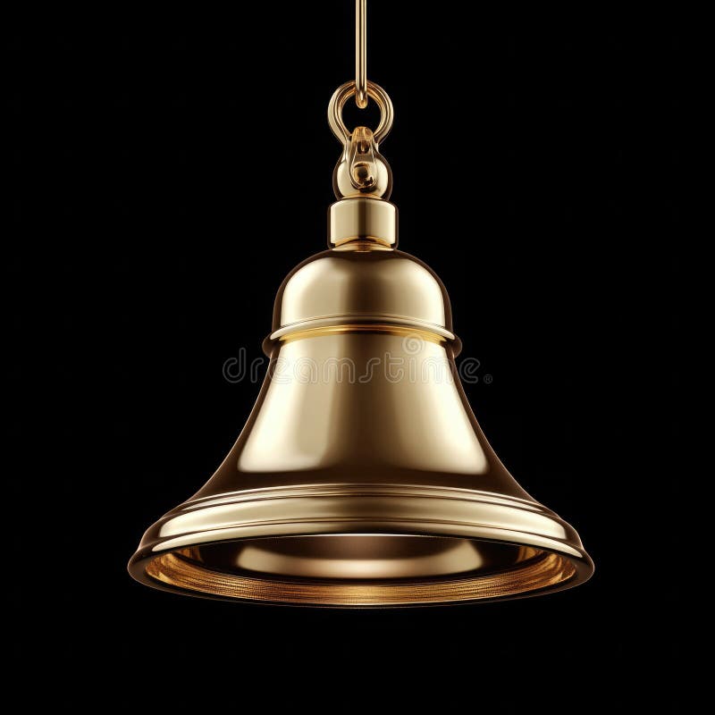 Elegant Golden Bell on Black Background Stock Image - Image of metallic ...