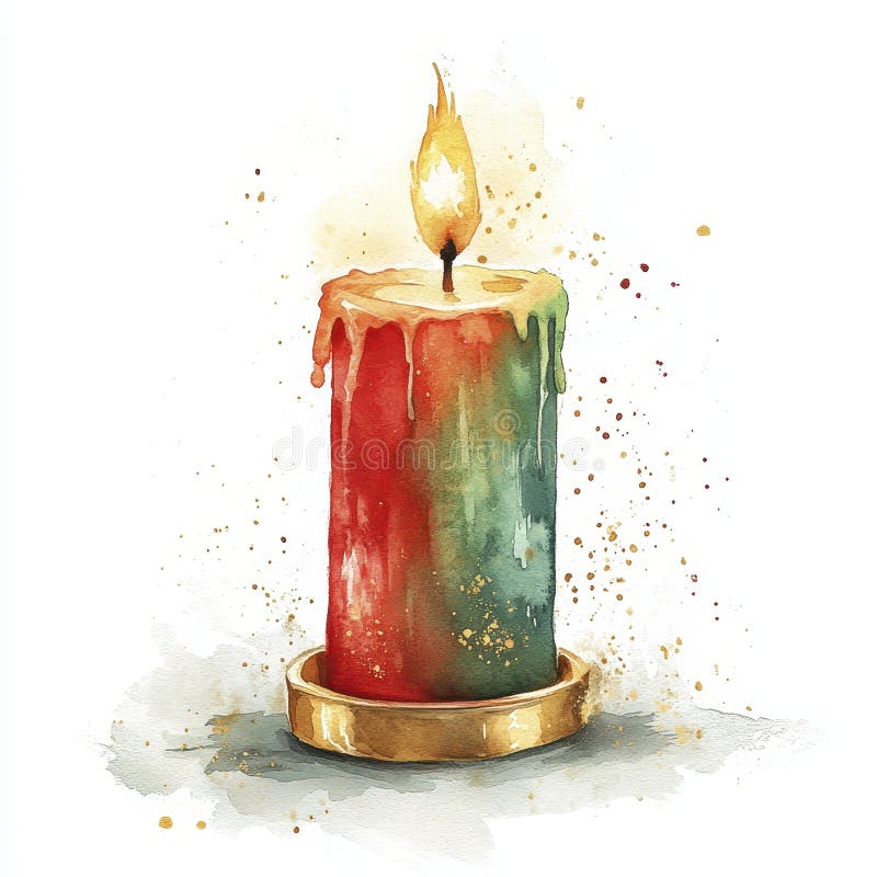 Elegant Golden Candlestick with a Lit Candle on White Background Stock ...