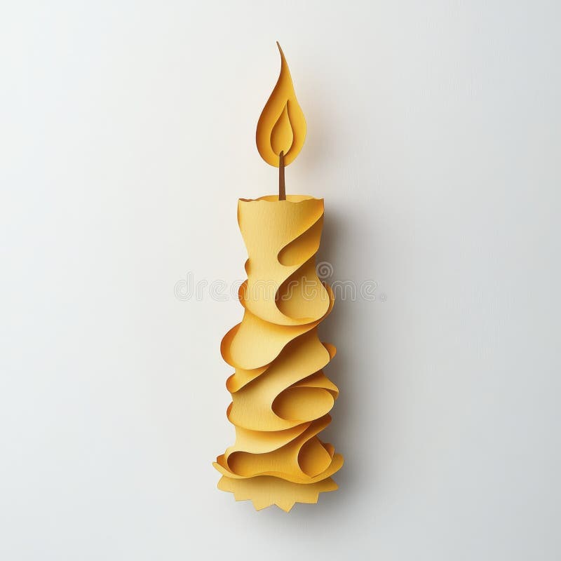 Elegant Golden Candlestick with a Lit Candle on White Background Stock ...