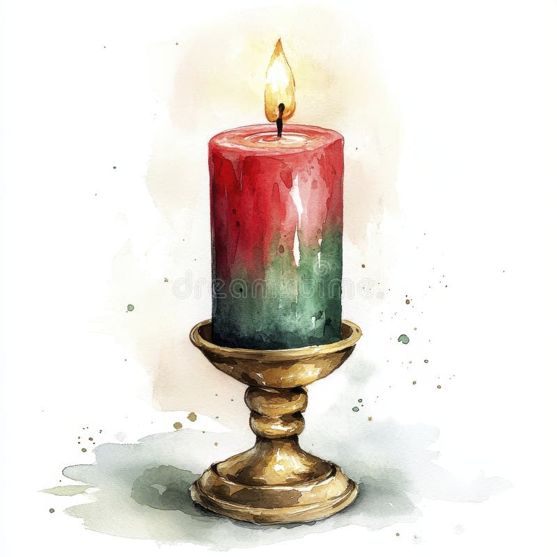 Elegant Golden Candlestick with a Lit Candle on White Background Stock ...