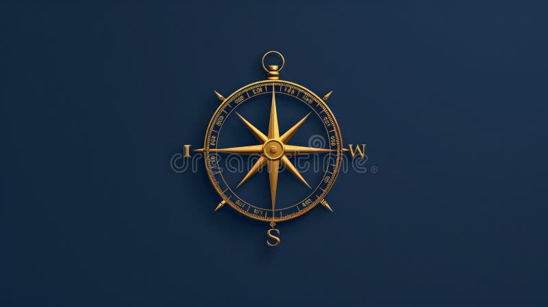 Elegant Golden Compass on a Deep Blue Background, Symbolizing Guidance ...