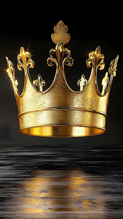 Elegant Golden Crown Floating in Darkness Stock Illustration ...